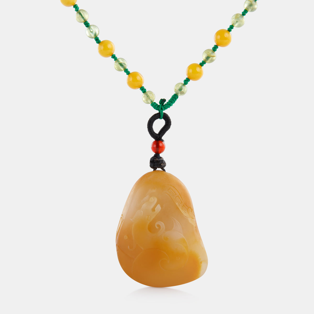 Hand-Carved Nephrite with Orange Skin Pendant （秋梨皮和田玉古龙吊坠） – Lao Feng ...