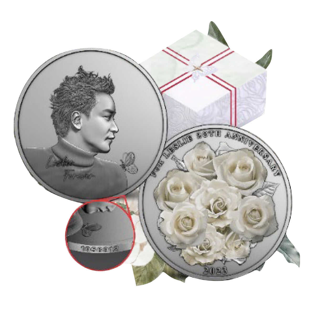 Leslie Cheung Commemorative Coin - Rose Edition 张国荣20周年复古纪念银章玫瑰版 – Lao ...